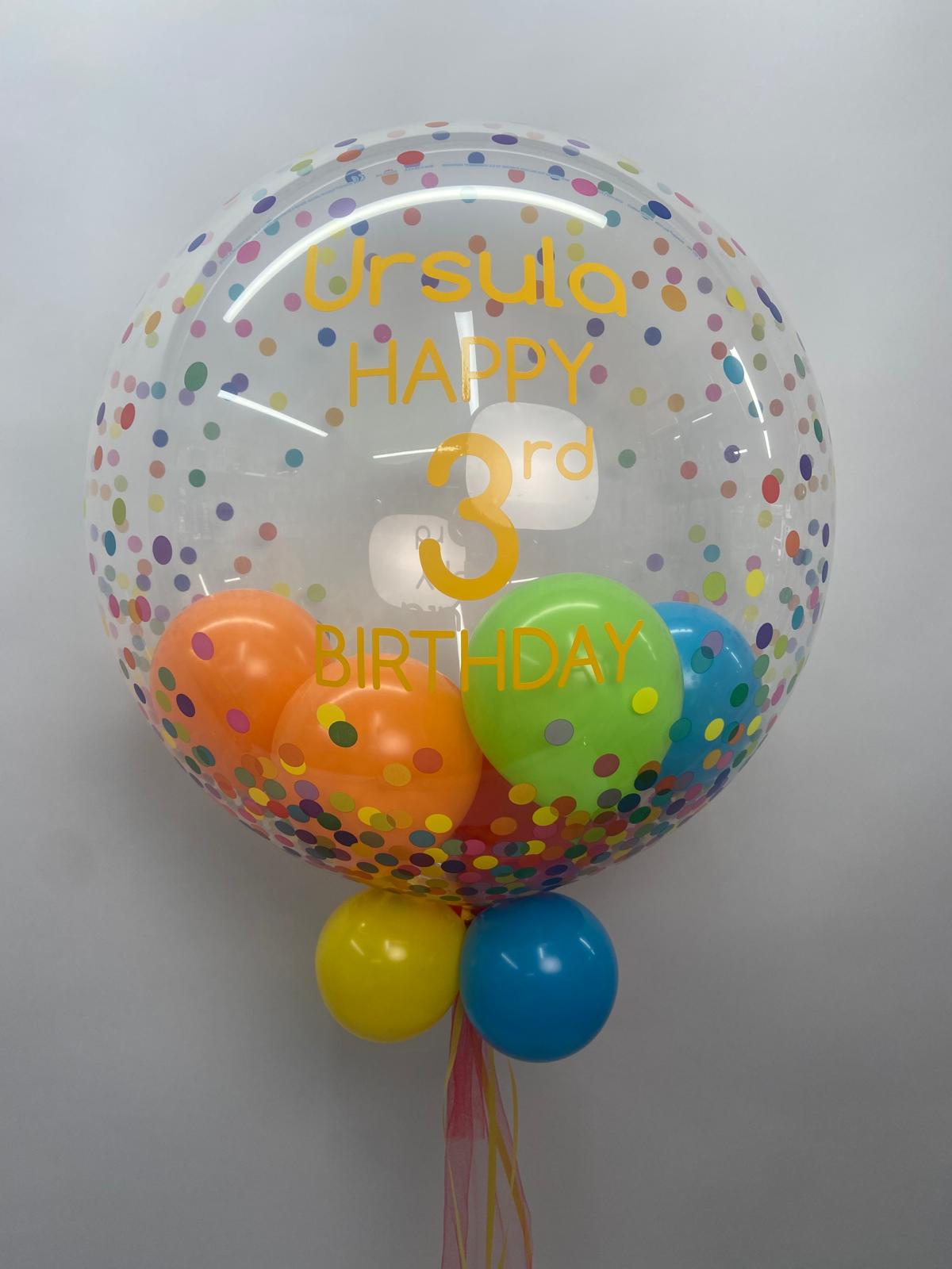 Personalised Rainbow Confetti Clear Bubble Balloon | Enchanted Balloons ...